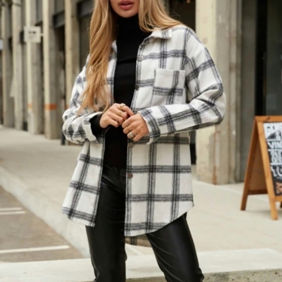 Jackets & Coats | New Boho Chic Oversized Plaid Flannel Button Up ...